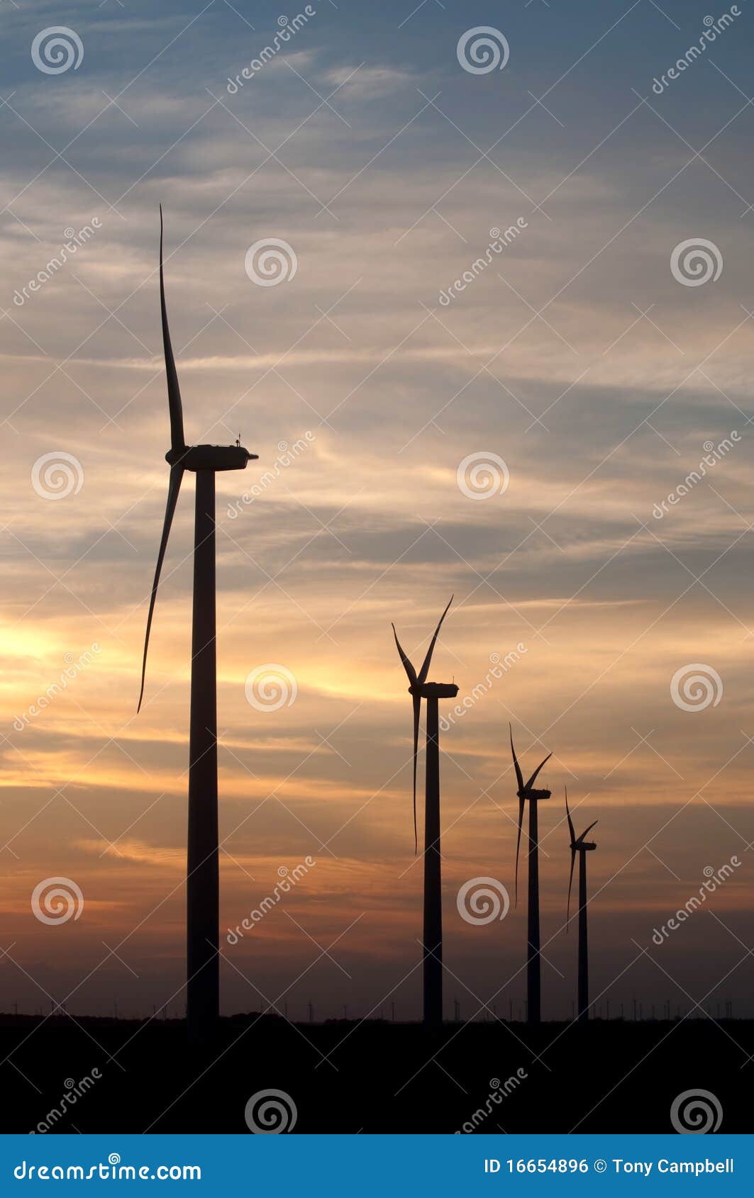 Wind turbines at sunset stock photo. Image of sunset - 16654896