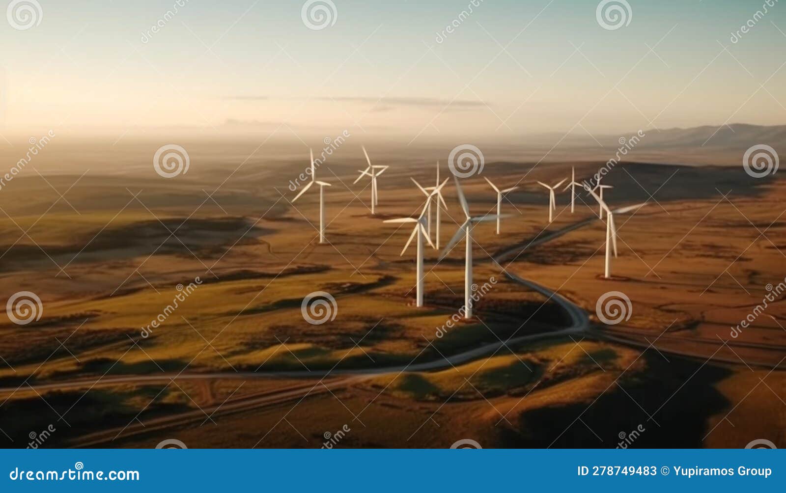 Wind Turbines Turning in a Row, Powering Sustainable Resources ...