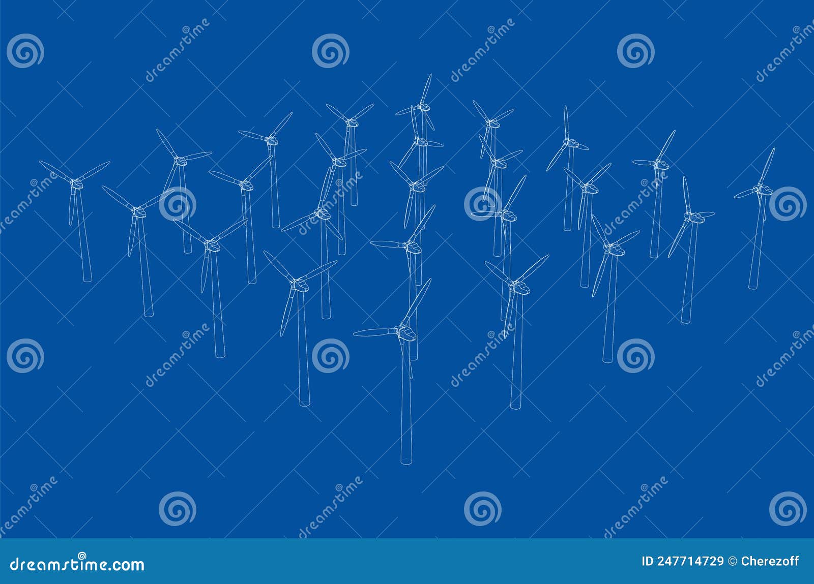 Wind Turbines. Vector Rendering of 3d Stock Vector - Illustration of ...