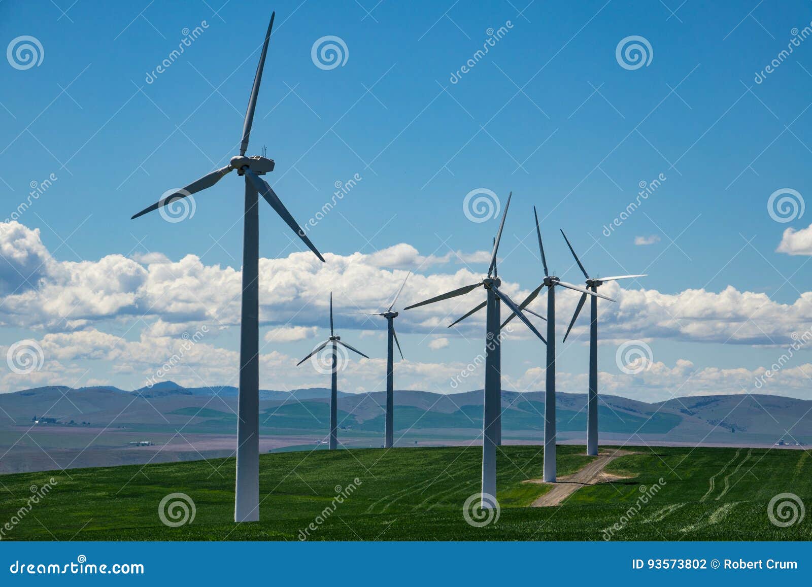 Wind Turbines and Wheat Fields in Eastern Oregon Stock Photo - Image of ...