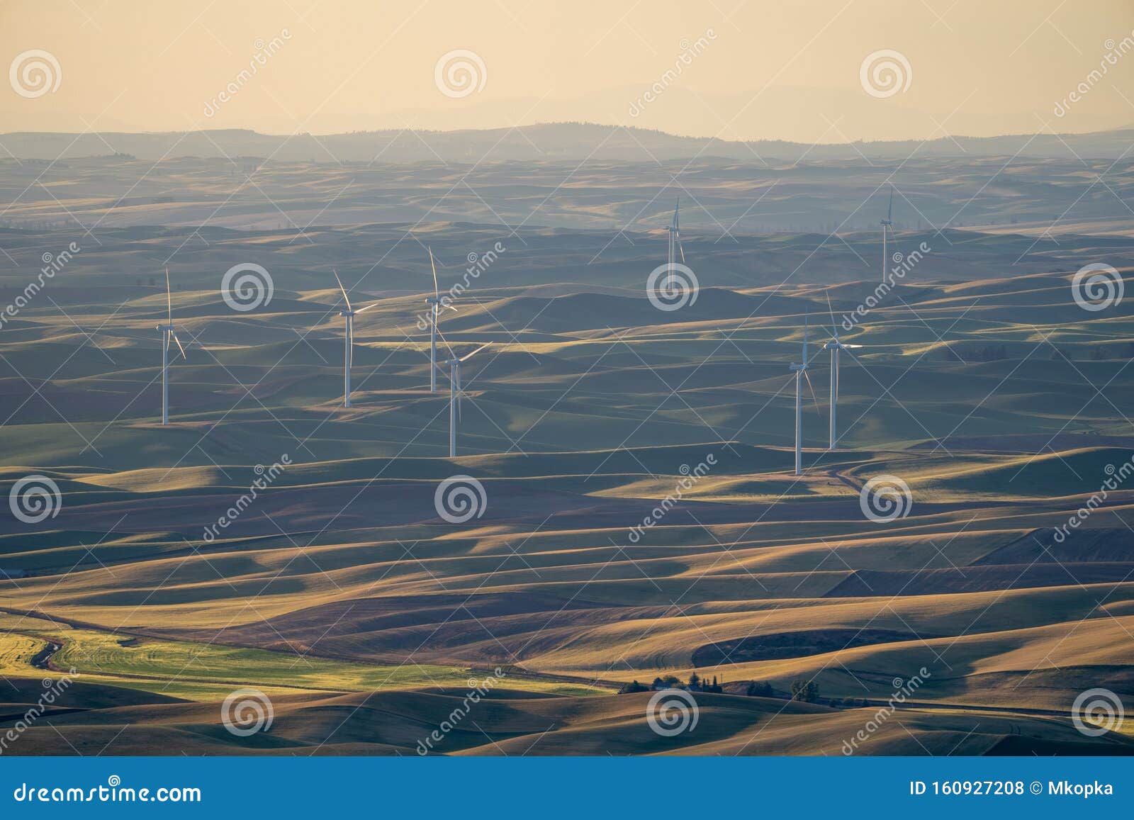 Wind Turbines or Windmills in the Rolling Farm Fields of the Palouse in ...