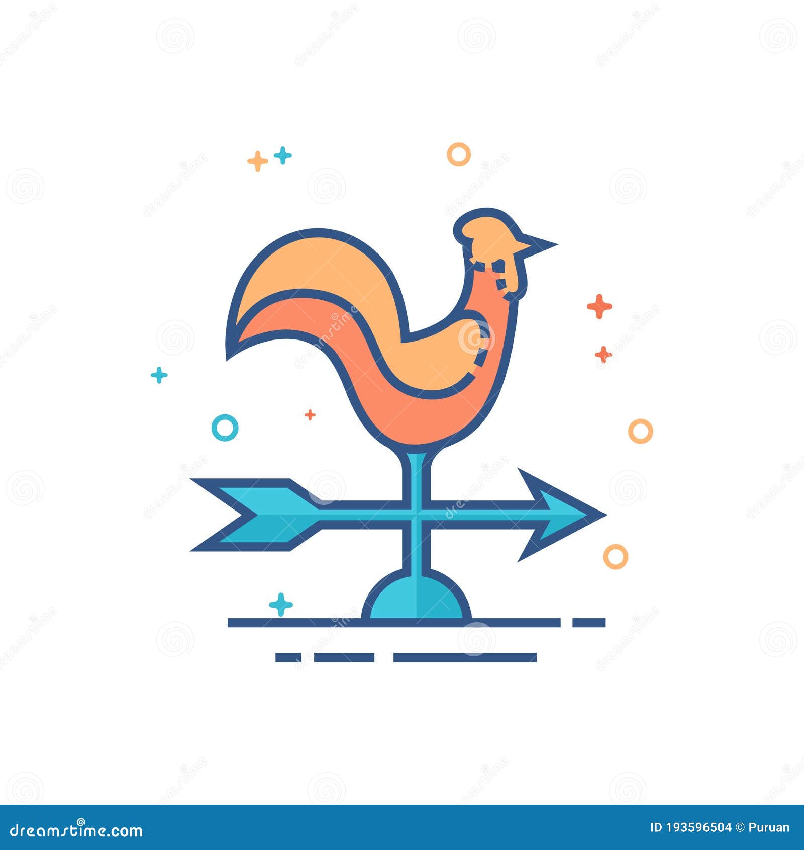 Flat Color Icon - Wind Vane Stock Vector - Illustration of horizontal ...