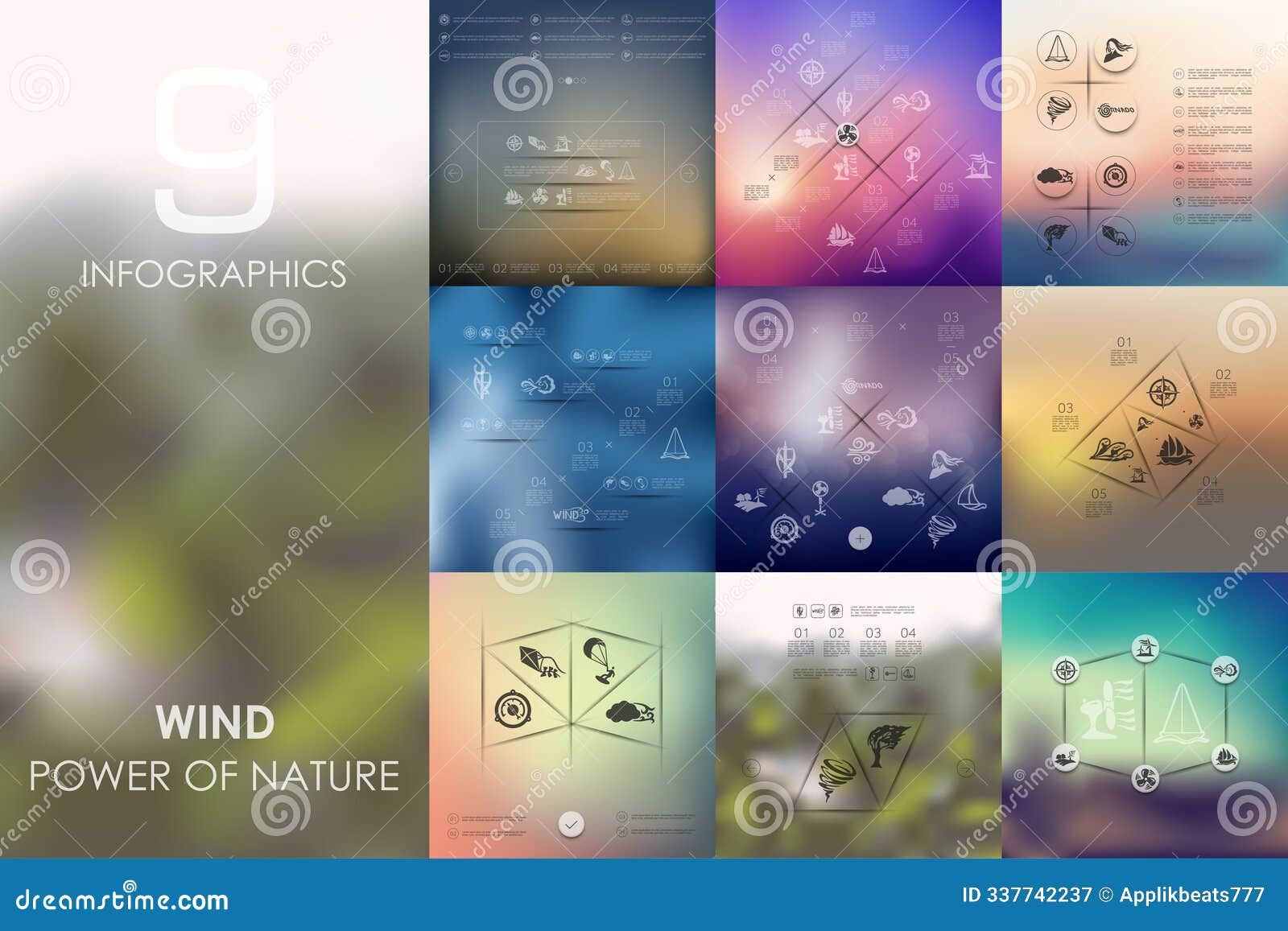 Wind Infographic with Unfocused Background Stock Illustration ...