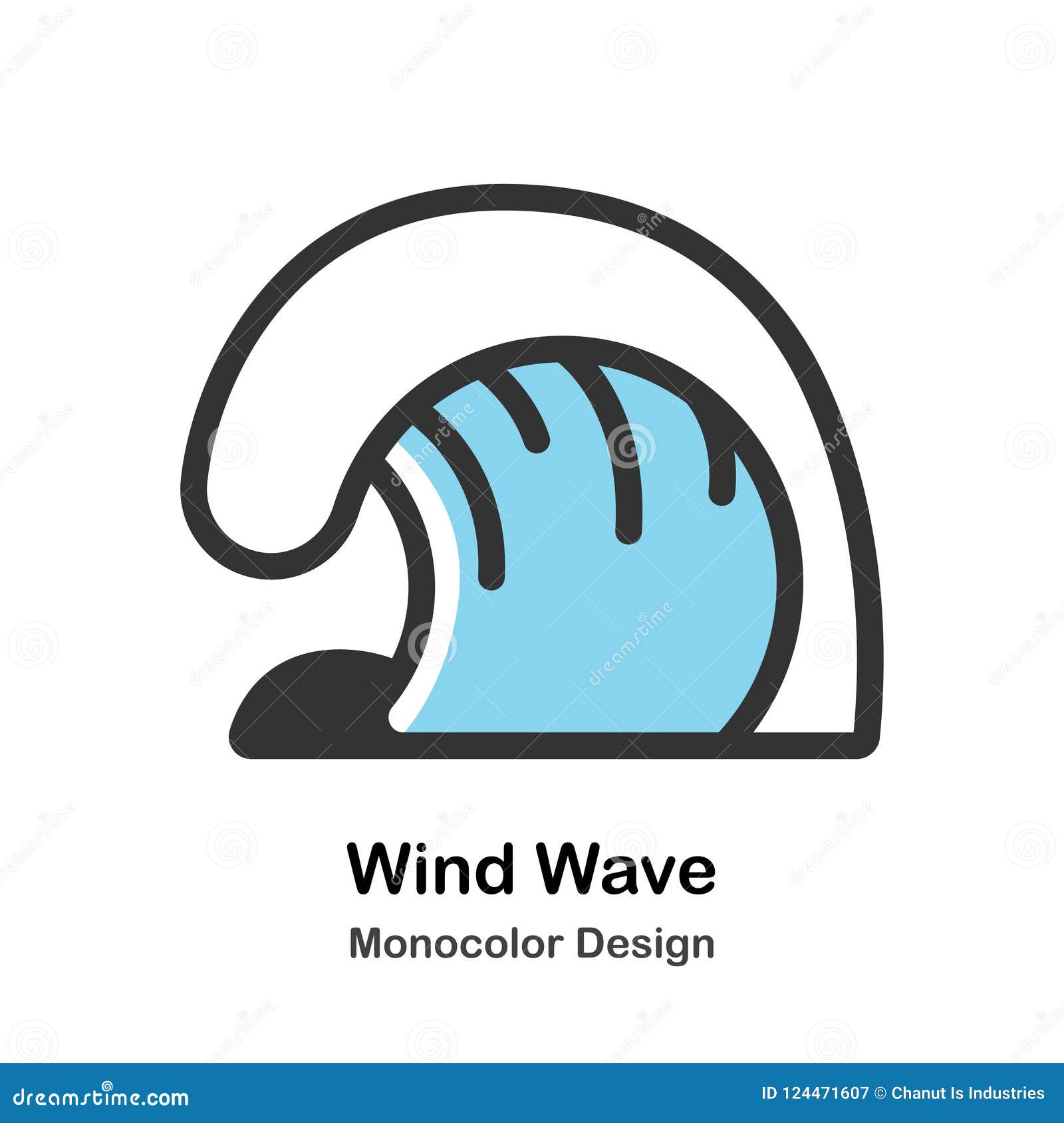 Wind Wave Monocolor Illustration Stock Vector - Illustration of water ...