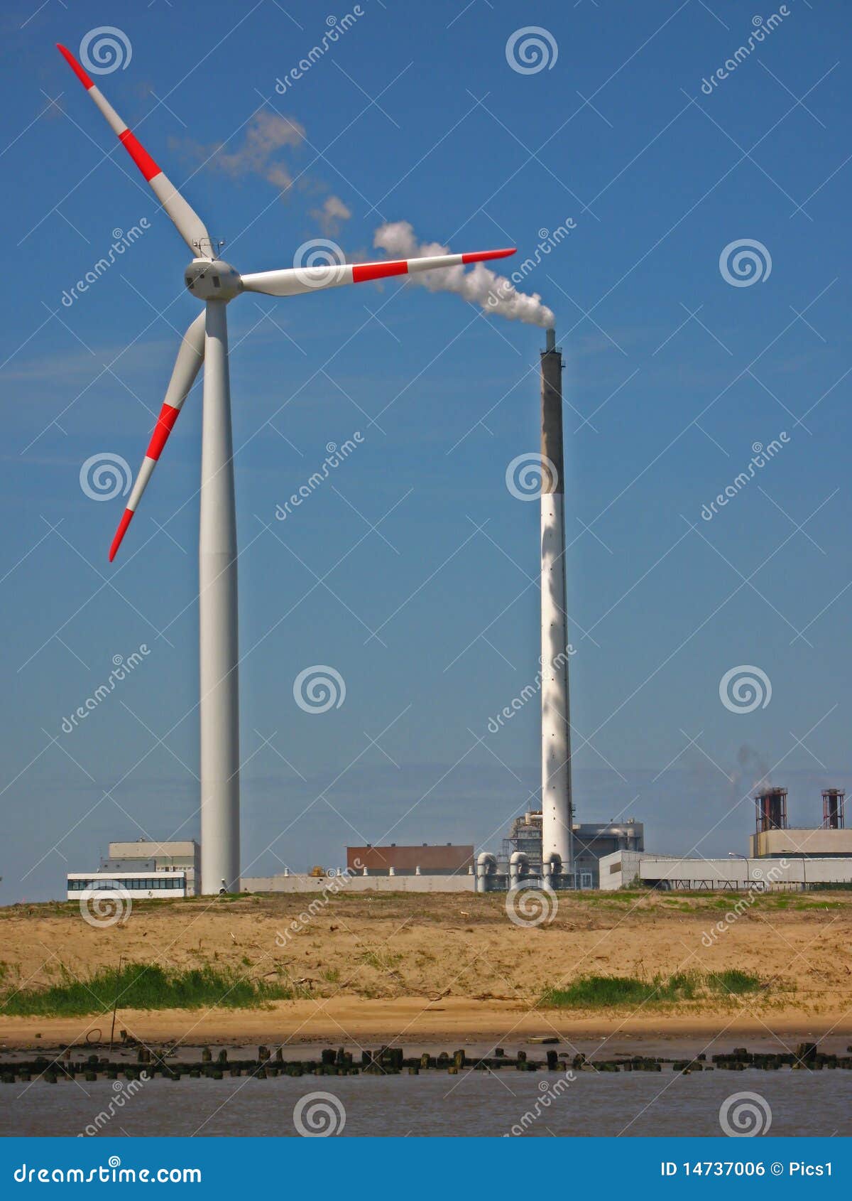 Wind wheel and chimney stock photo. Image of power, alternate - 14737006