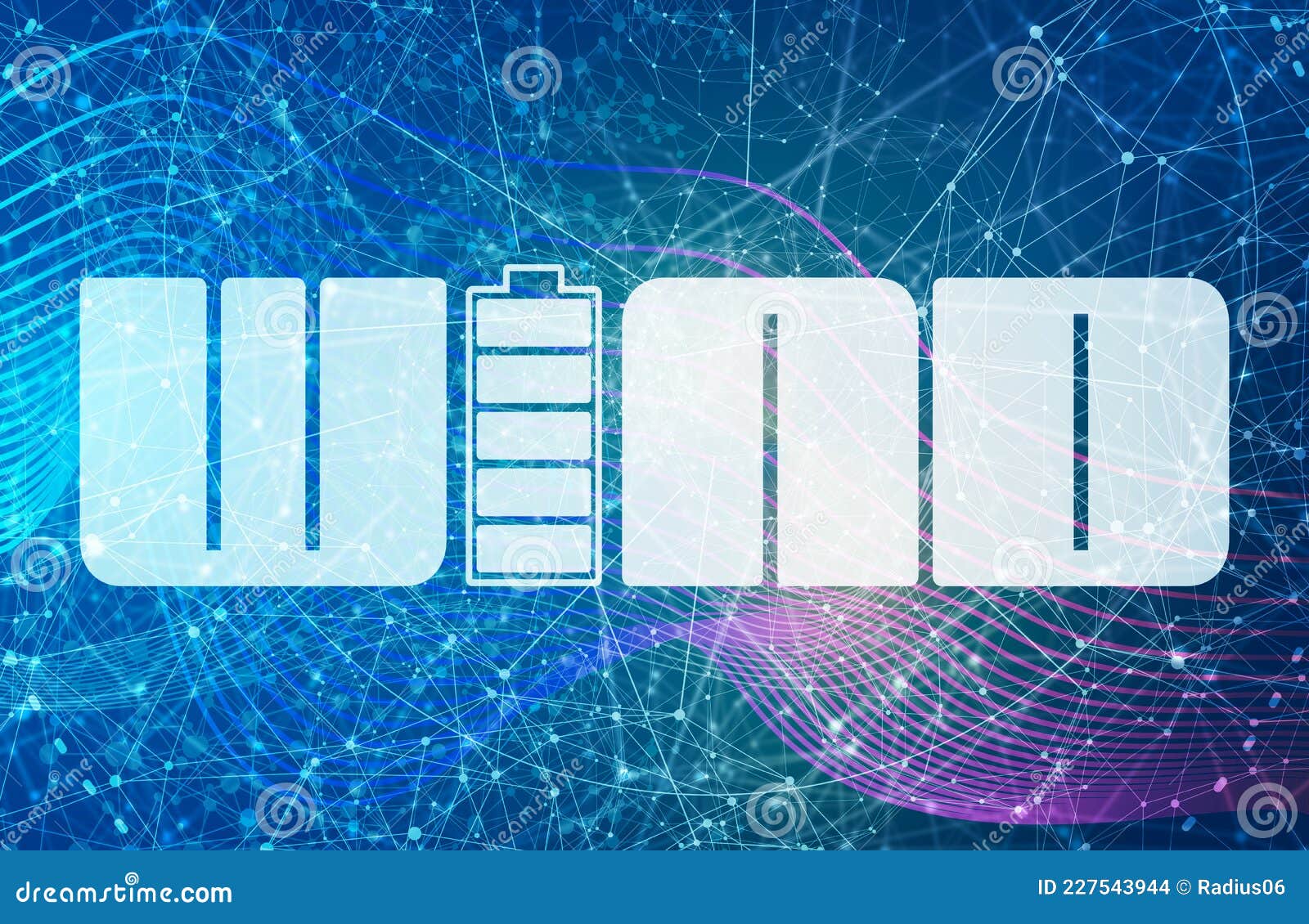 Wind Word with Battery Icon. Lines Connected with Dots Backdrop Stock ...