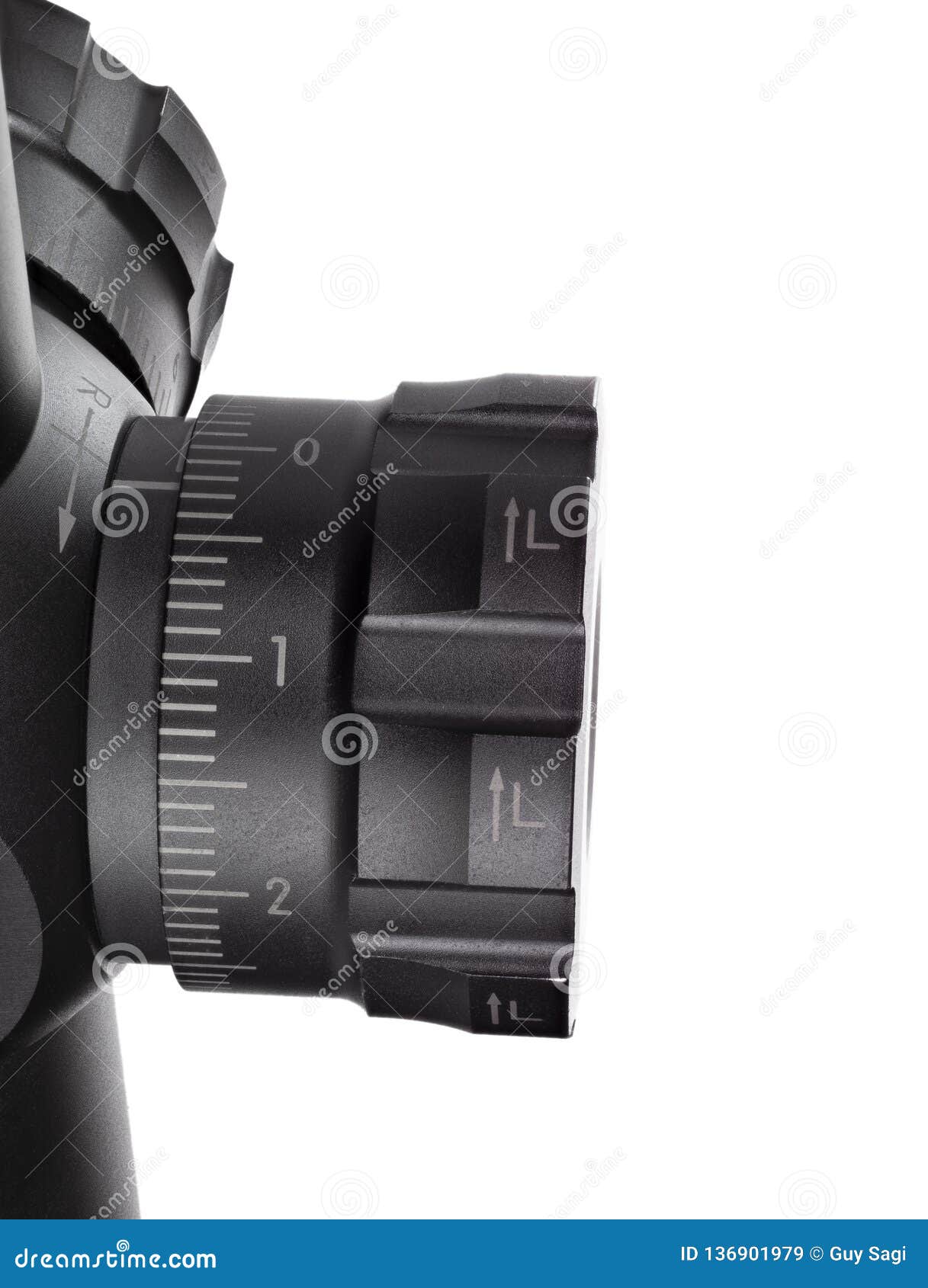 Windage Adjustment on a Rifle Scope Stock Image - Image of textured ...