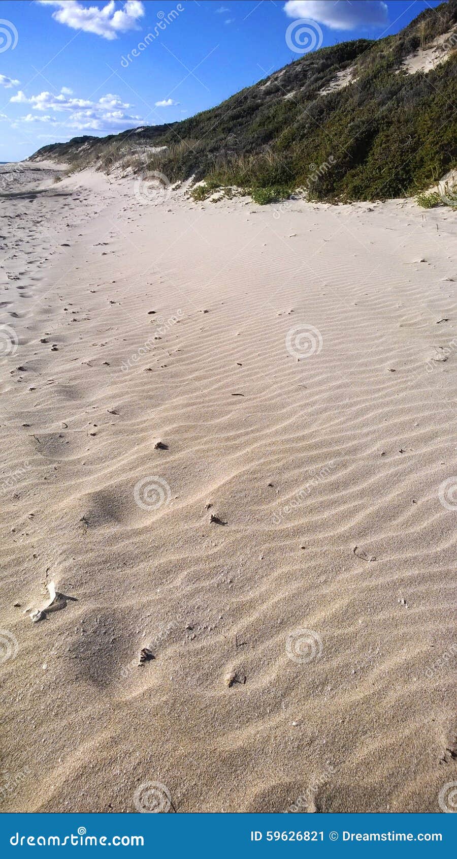 Windblown Sand with Dunes and Blue Sky Stock Image - Image of sand ...