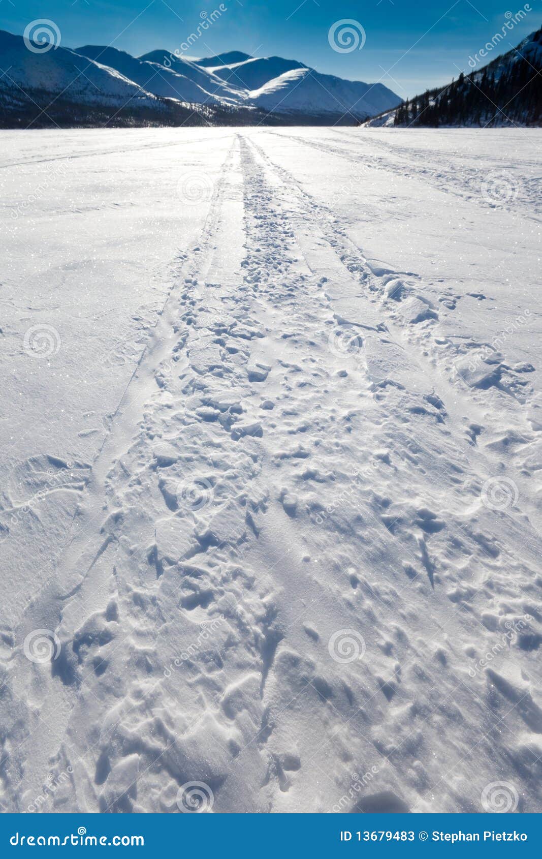 Windblown Snowmobile Tracks Stock Image - Image of freeride, frozen ...
