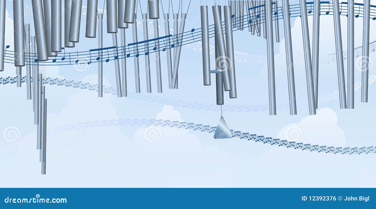 Windchimes and music stock vector. Illustration of tubes - 12392376