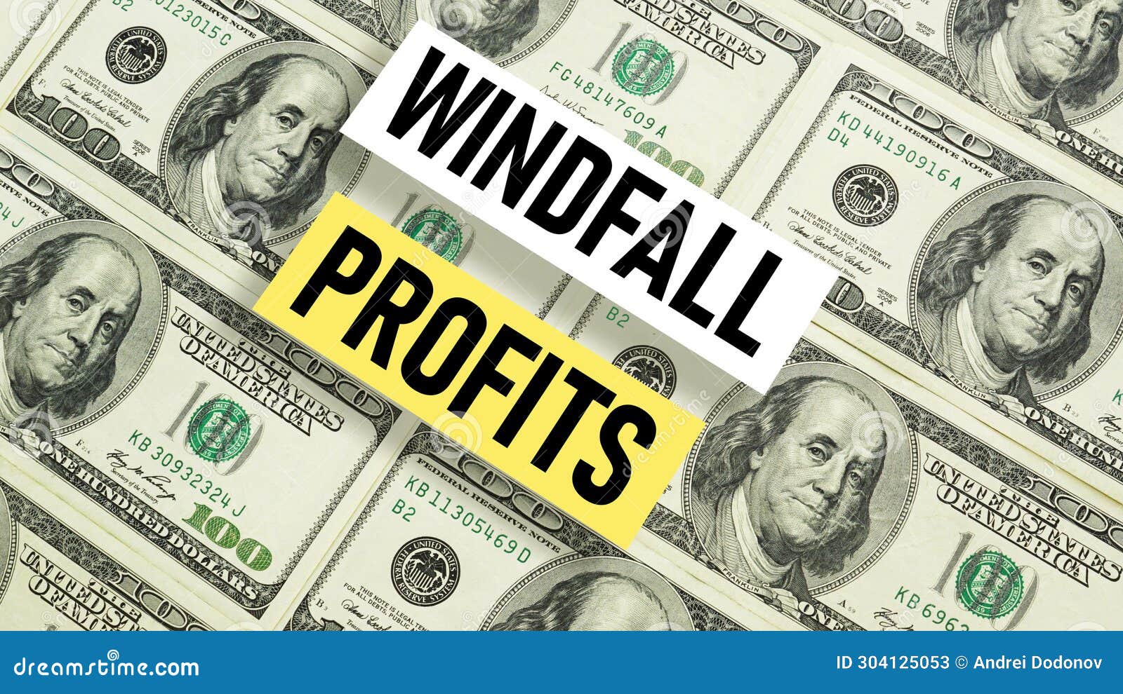 Windfall Profits is Shown Using the Text and Photo of Calculator Stock ...