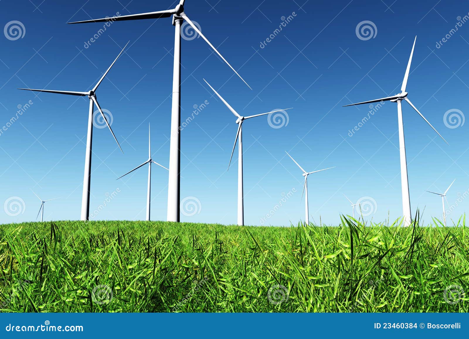 Windfarm in Field 3D Render Stock Photo - Image of capacity, cell: 23460384