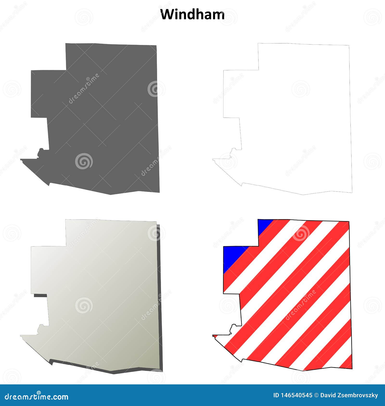 Windham County, Connecticut Outline Map Set Stock Vector - Illustration ...