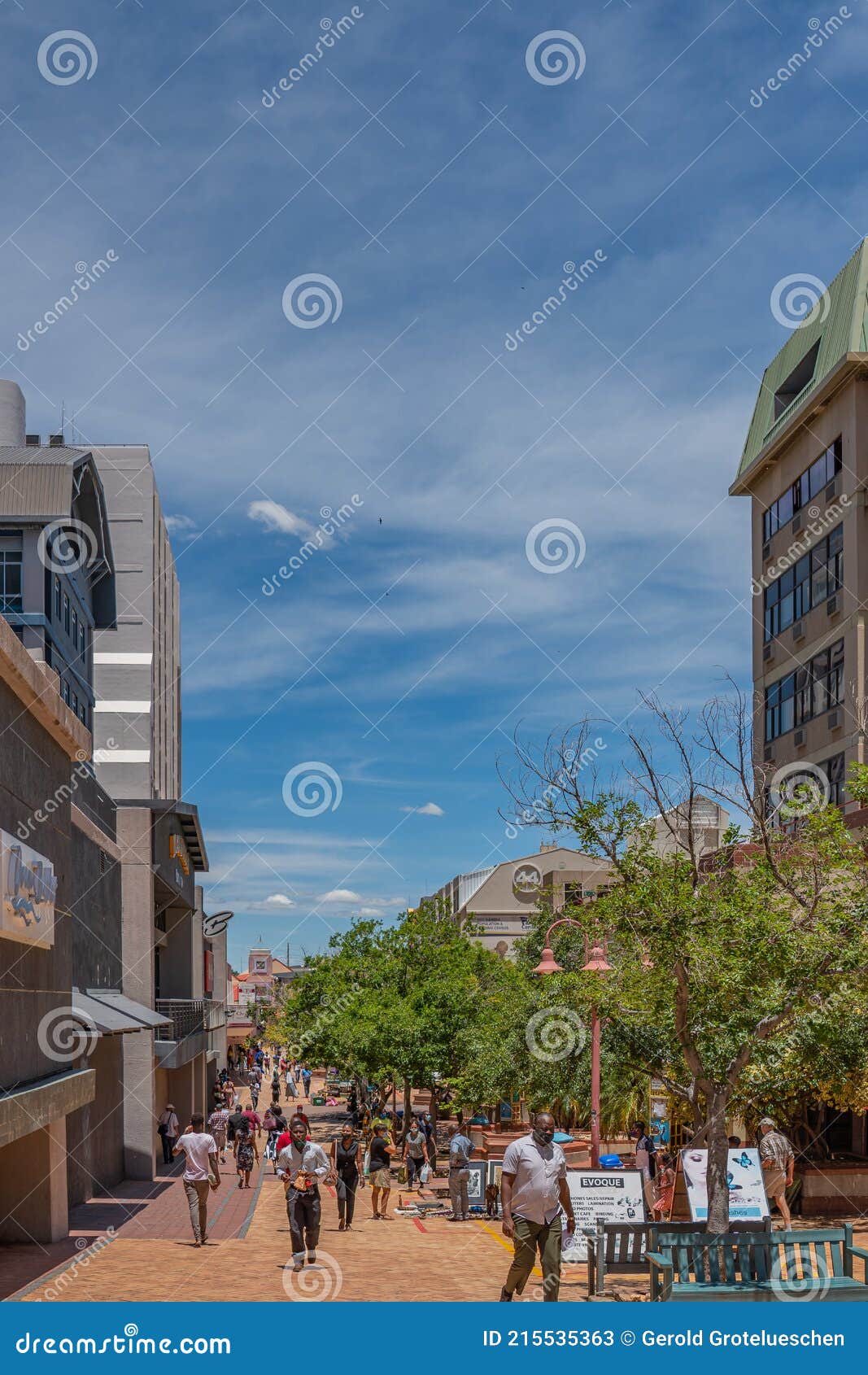 Windhoek Downtown City Center View With Shopping Mall, Office Buildings ...