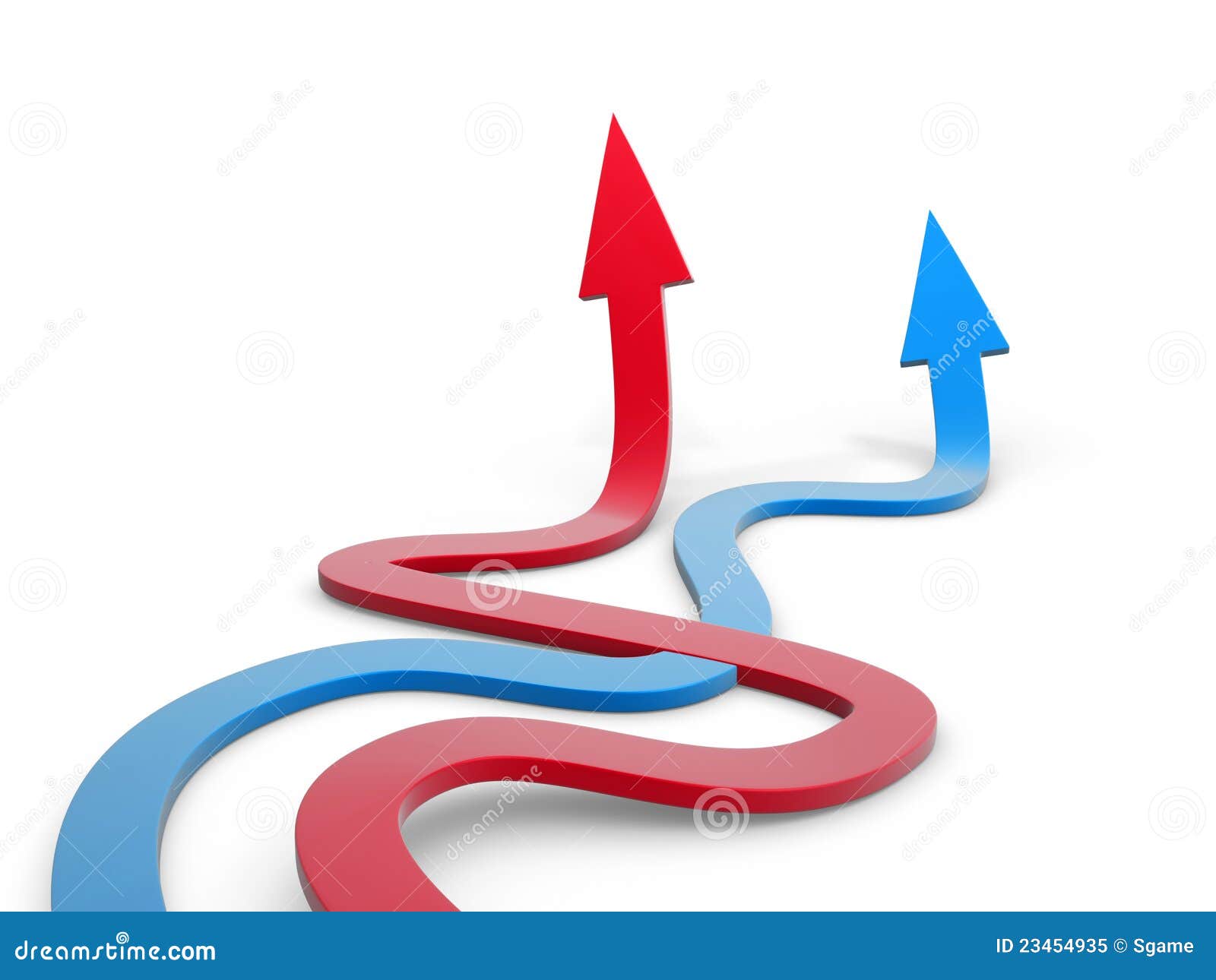 Red Arrow Path Around Blue Maze Labyrinth 3D Render, Solution Co Stock ...
