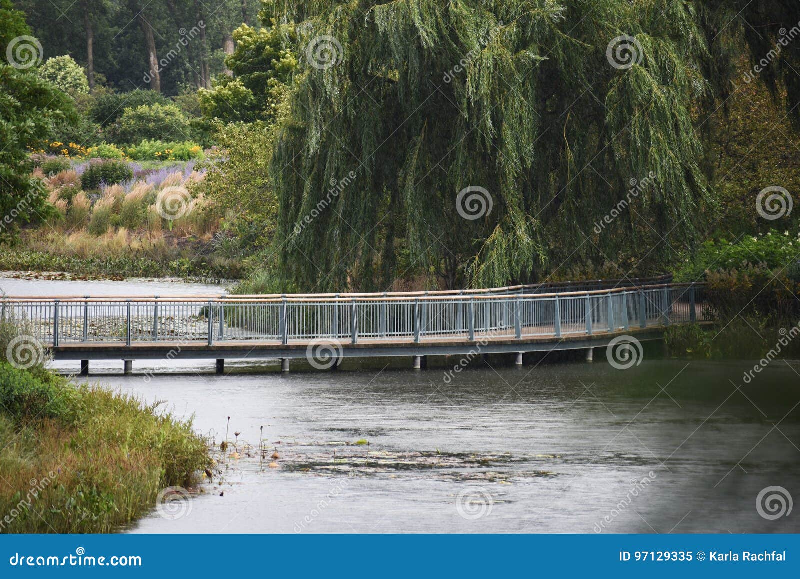 Winding Bridge Across River Stock Image - Image of winding, tree: 97129335