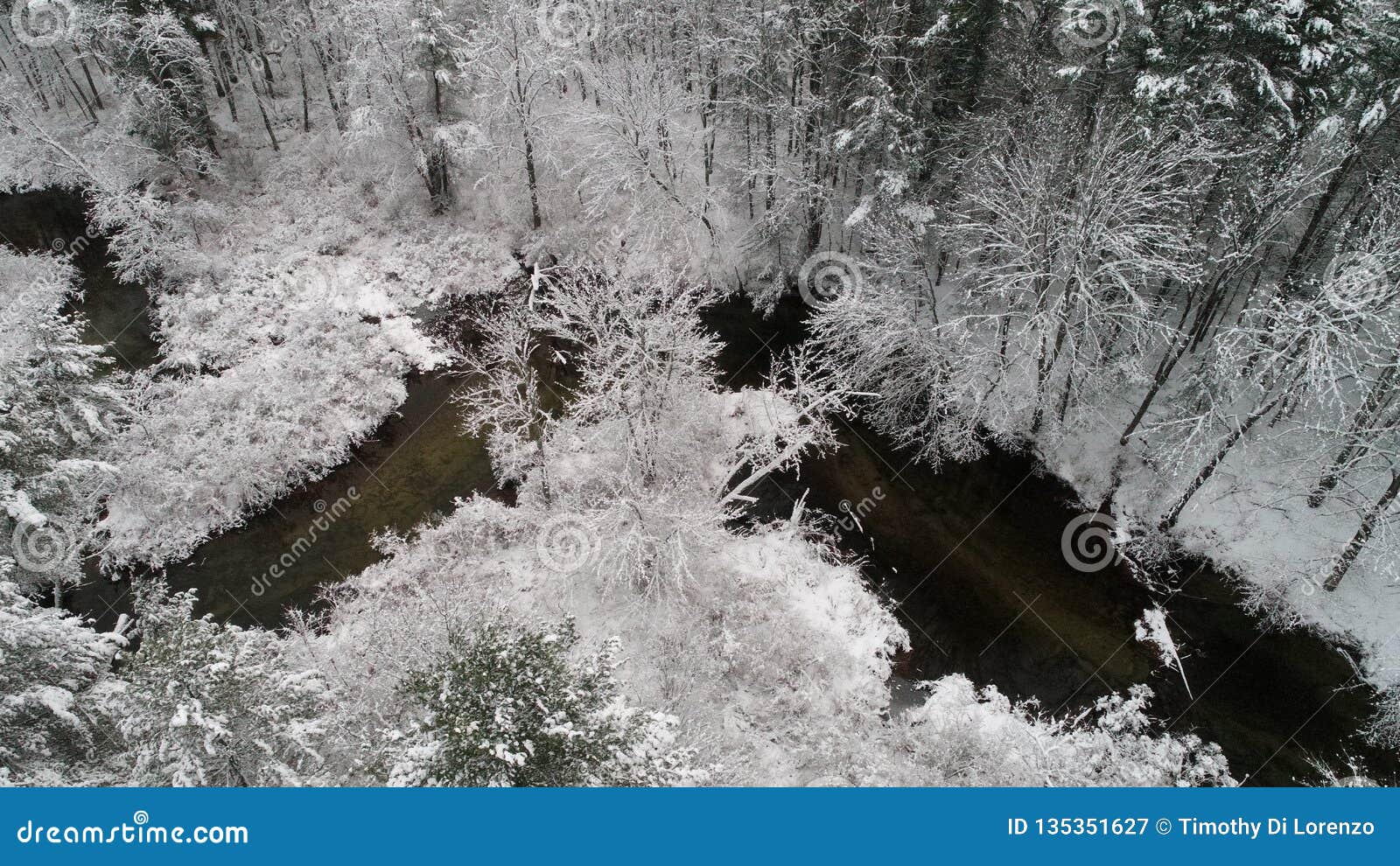 Winding Brook stock image. Image of fall, winding, snow - 135351627