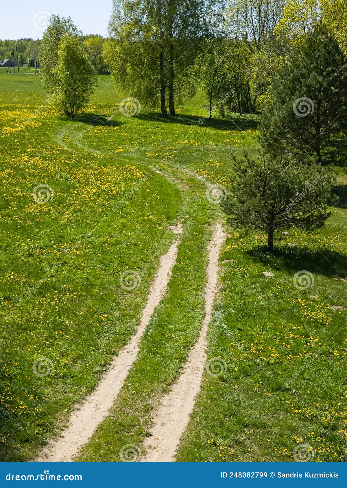 A Winding Country Road on a Sunny Spring Day Stock Image - Image of ...