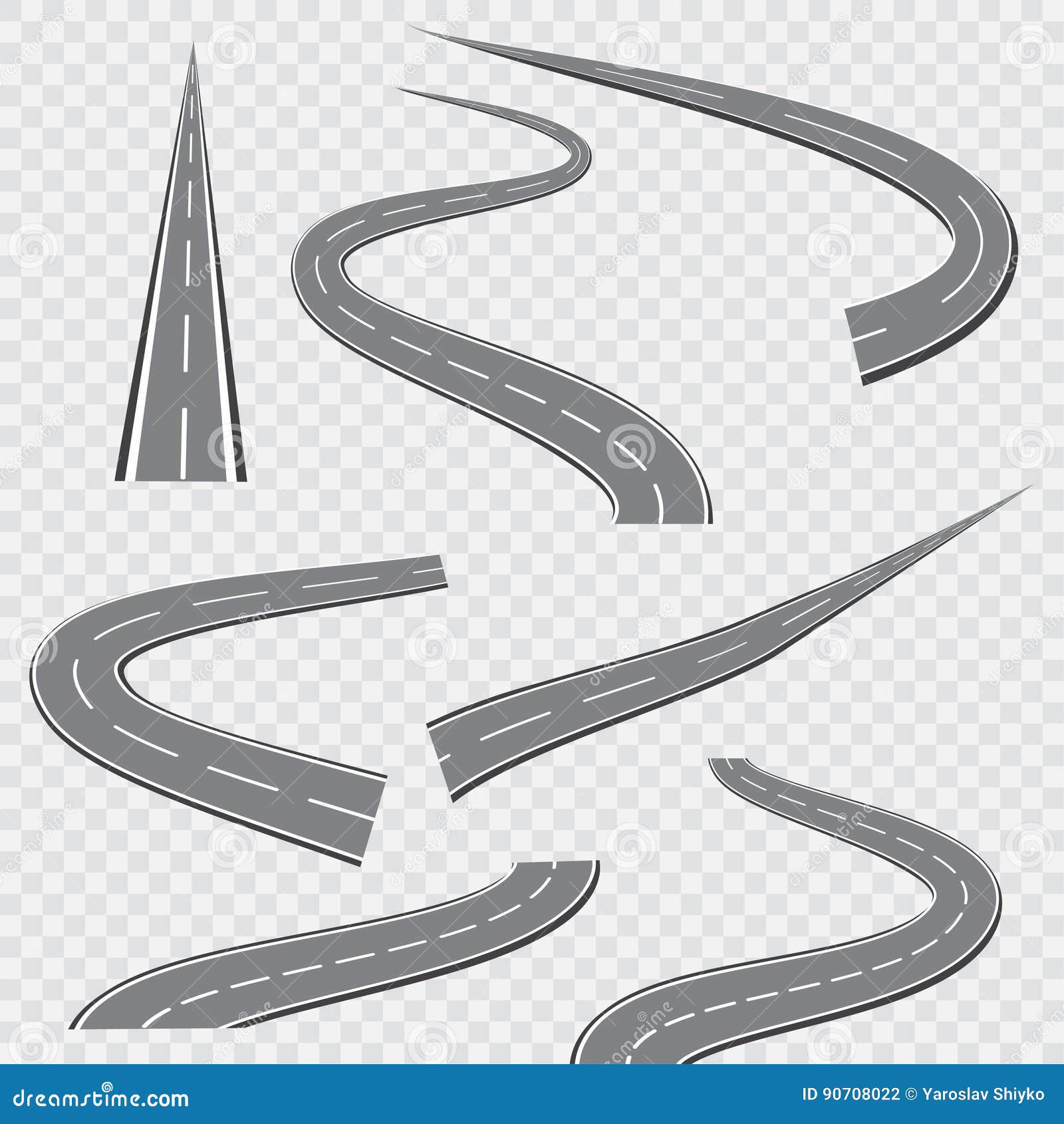 Winding Curved Road or Highway with Markings. Vector Illustration Stock ...