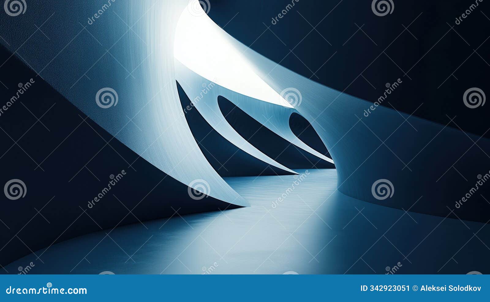 Winding Curves in a Modern Architectural Space Stock Illustration ...