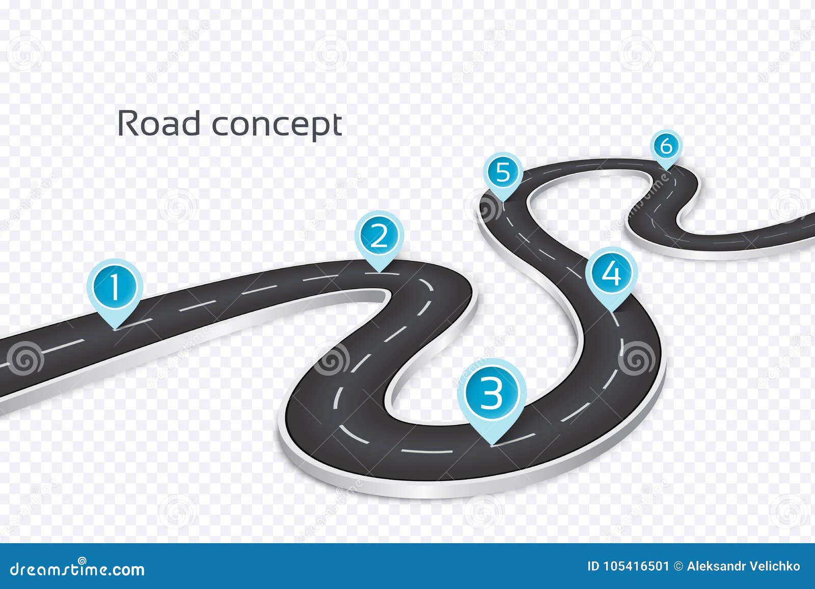 Winding 3d Road Infographic Concept On A White Background. Timeline ...