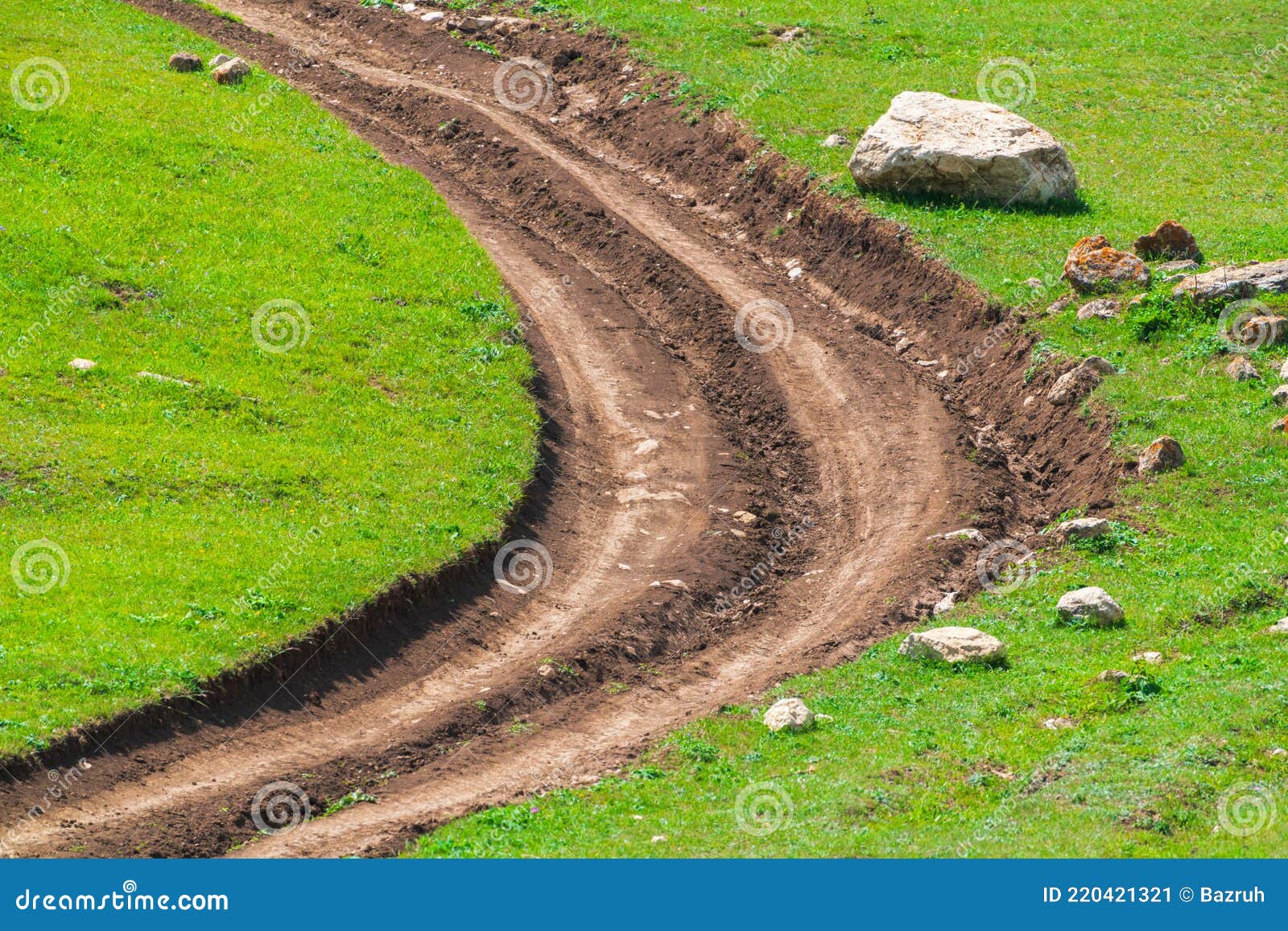 Winding Dirt Road among Green Field Stock Image - Image of landscape ...
