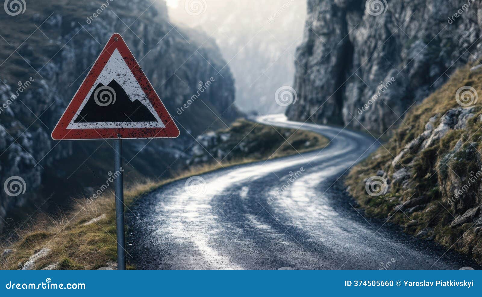 Caution Steep Drop Hazard Sign Icon Of 3 Types Color, Black And White ...