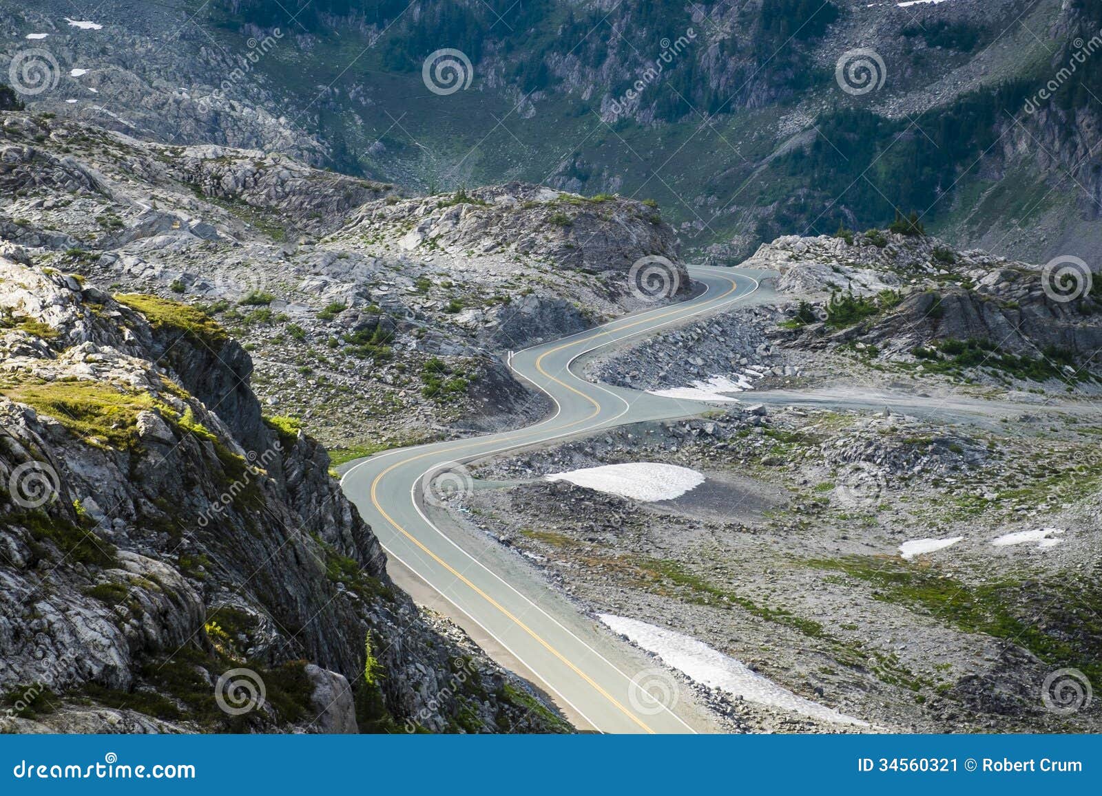 Winding mountain road stock image. Image of snow, horizontal - 34560321