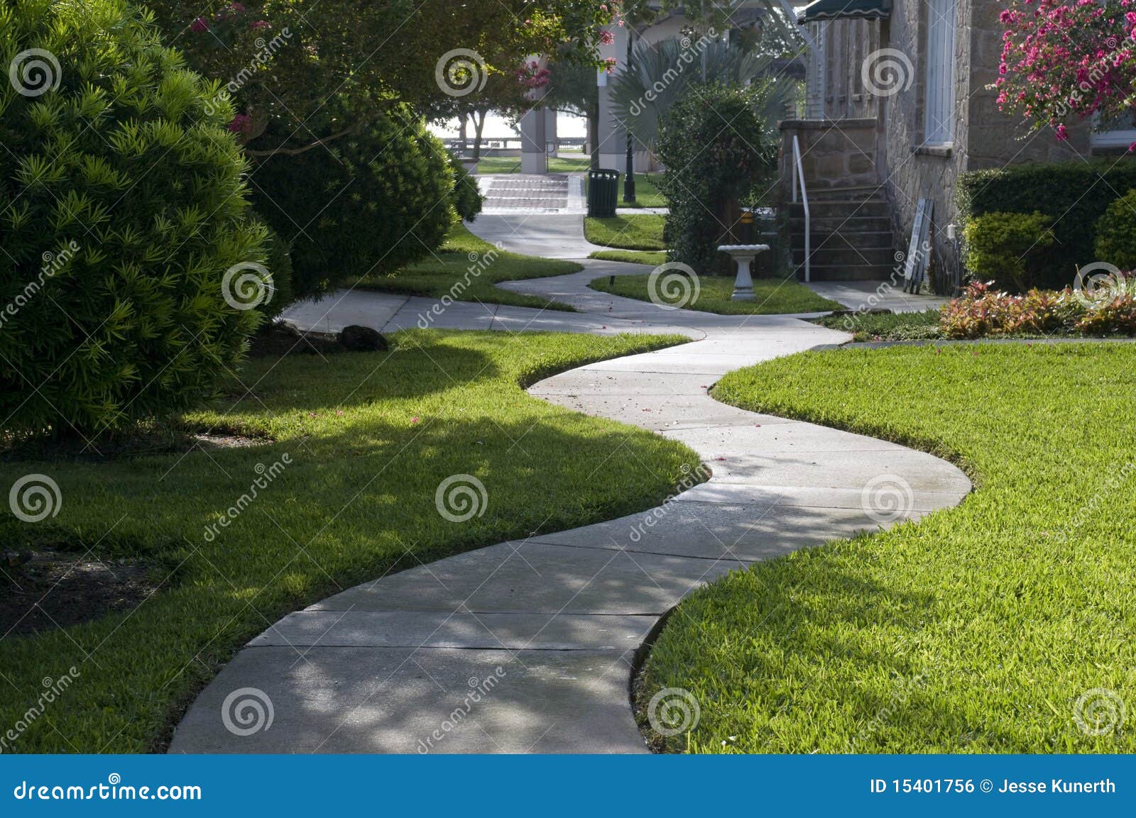 Winding Path stock photo. Image of lawn, asphalt, shrubs - 15401756