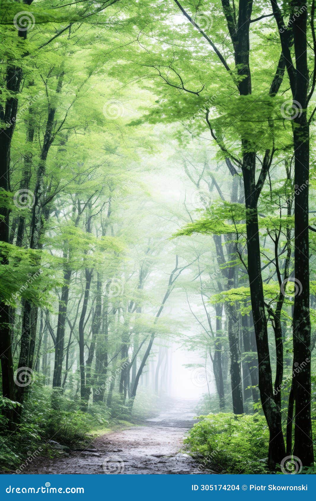 Serpentine Path through Dense Forest with Towering Trees. Generative AI ...