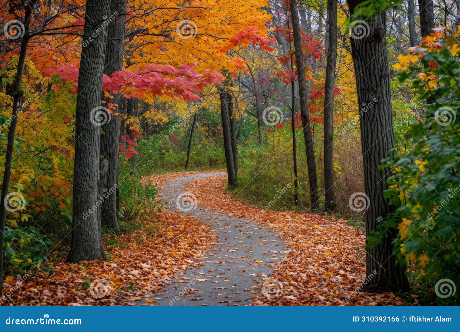 A Winding Path Cutting through a Forest, Covered with a Multitude of ...