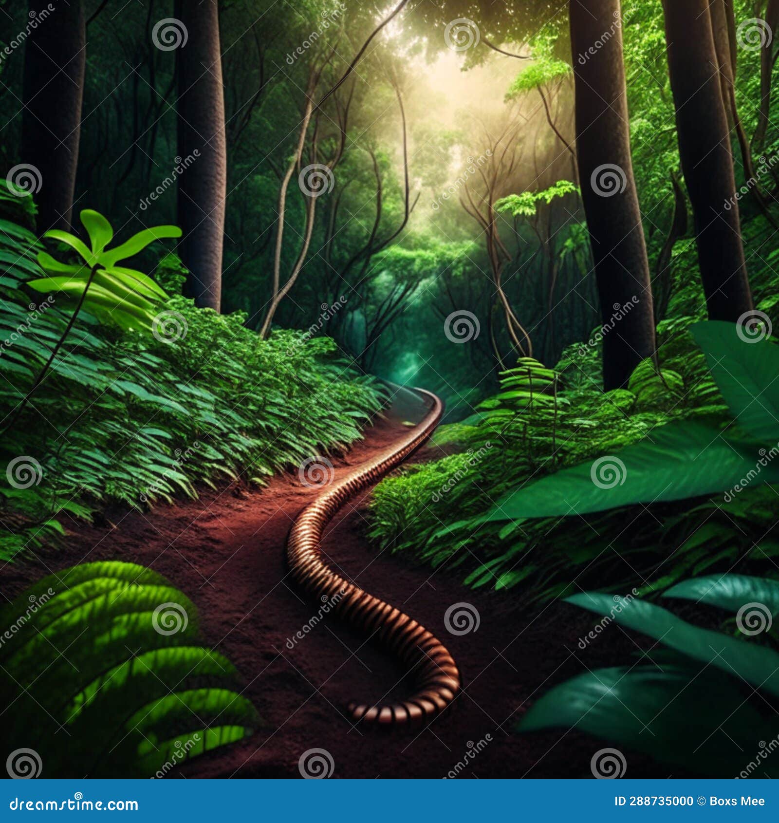 Winding Path in the Forest, 3d Rendering. Computer Digital Drawing ...