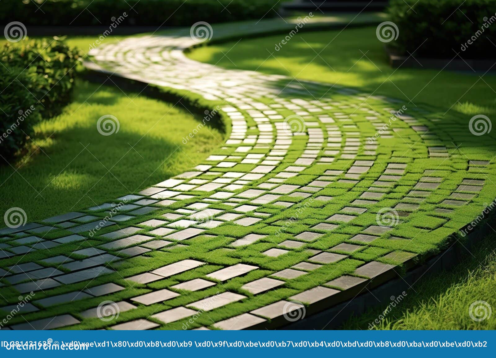 Winding Path in the Garden of Clinker Tiles. Generative AI Stock Image ...