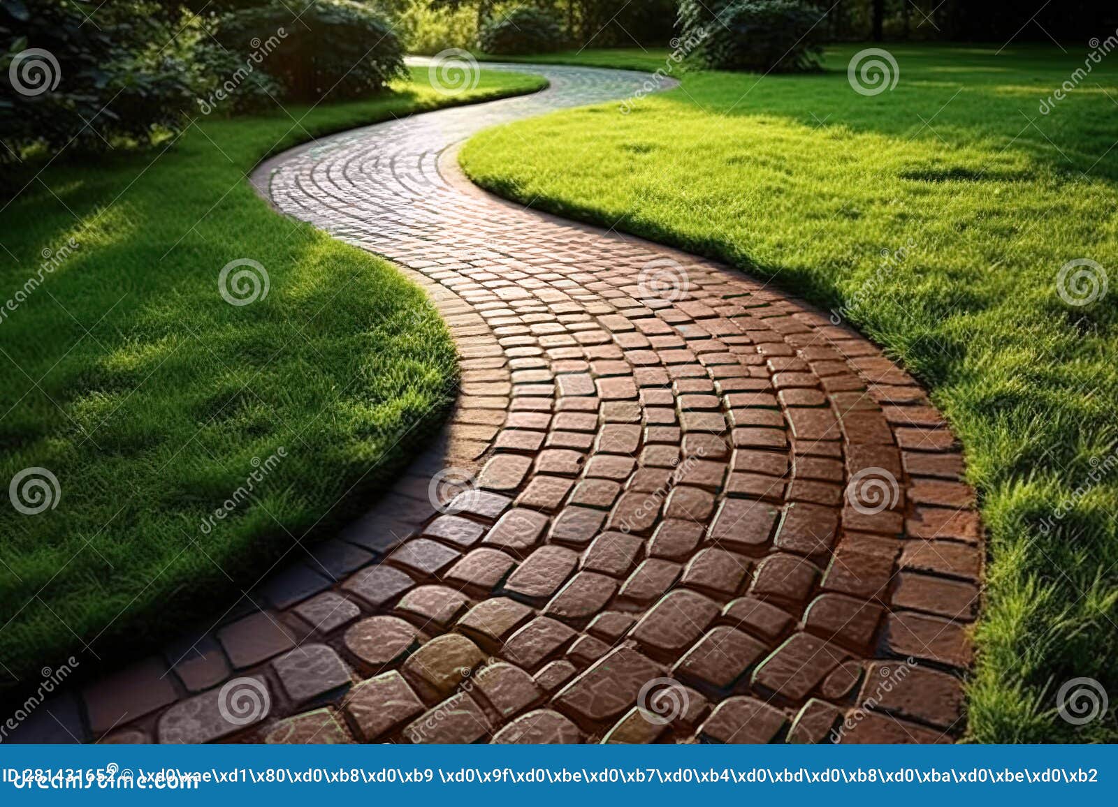 Winding Path in the Garden of Clinker Tiles. Generative AI Stock Photo ...
