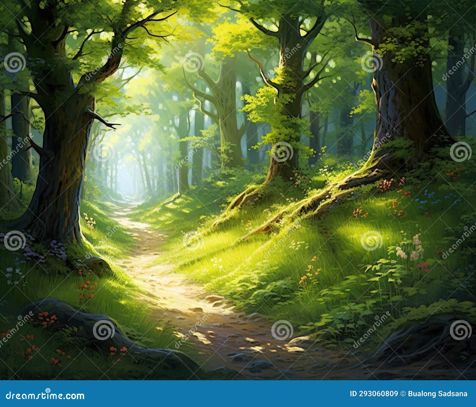 Winding Path Through Wilderness, Mountainscape In Background Stock ...