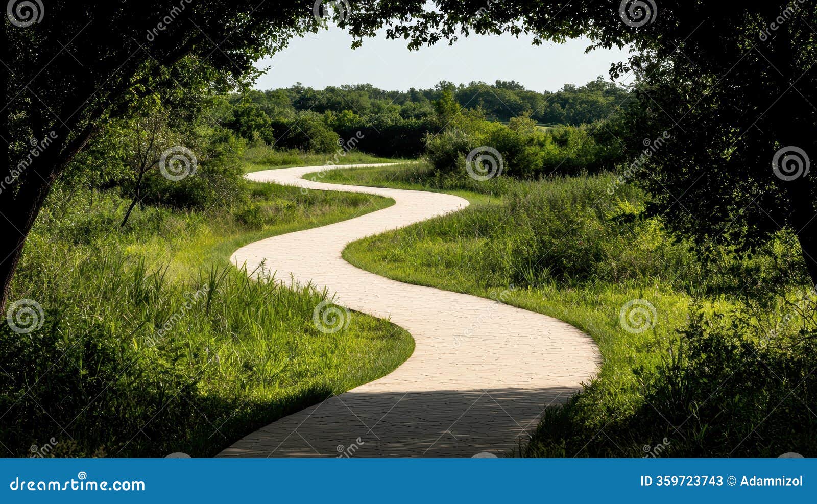A Winding Path through a Lush Green Landscape. Stock Illustration ...
