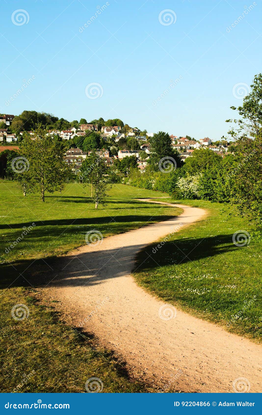 Winding path, sunny park stock photo. Image of quiet - 92204866