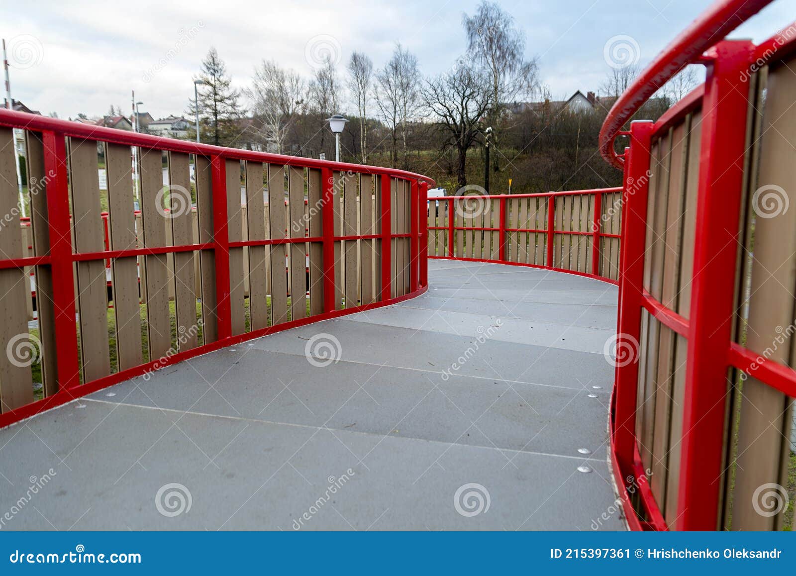 A Winding Pedestrian Bridge Stock Image - Image of pedestrian, railing ...