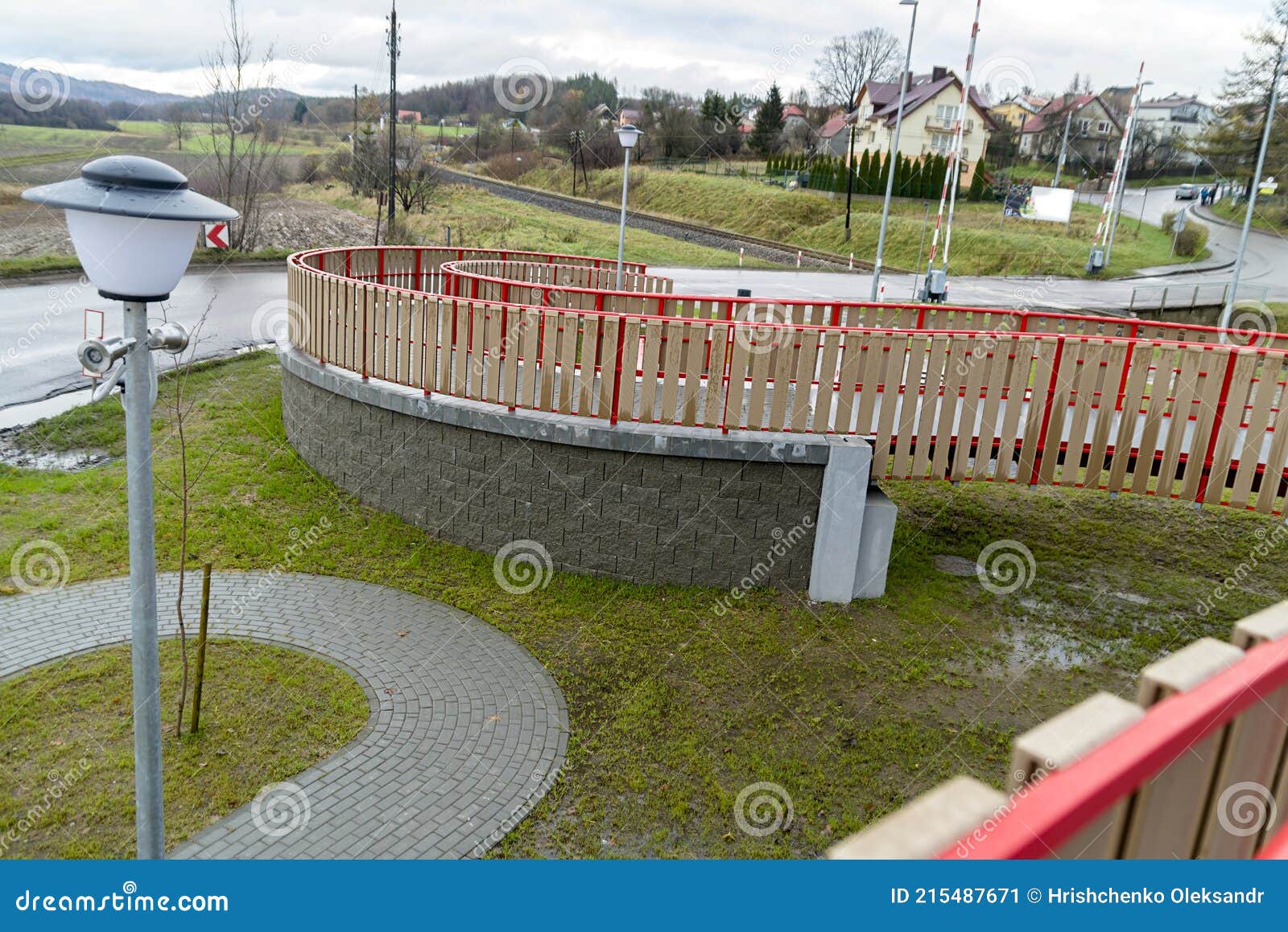 A Winding Pedestrian Bridge Stock Image - Image of board, plank: 215487671