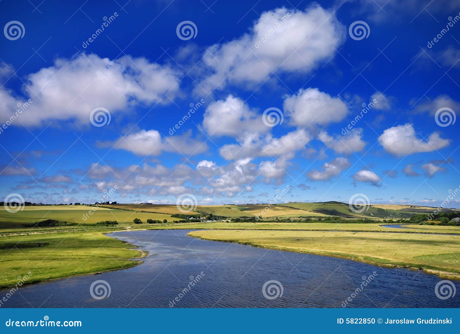 Winding river stock photo. Image of meadow, eastbourne - 5822850