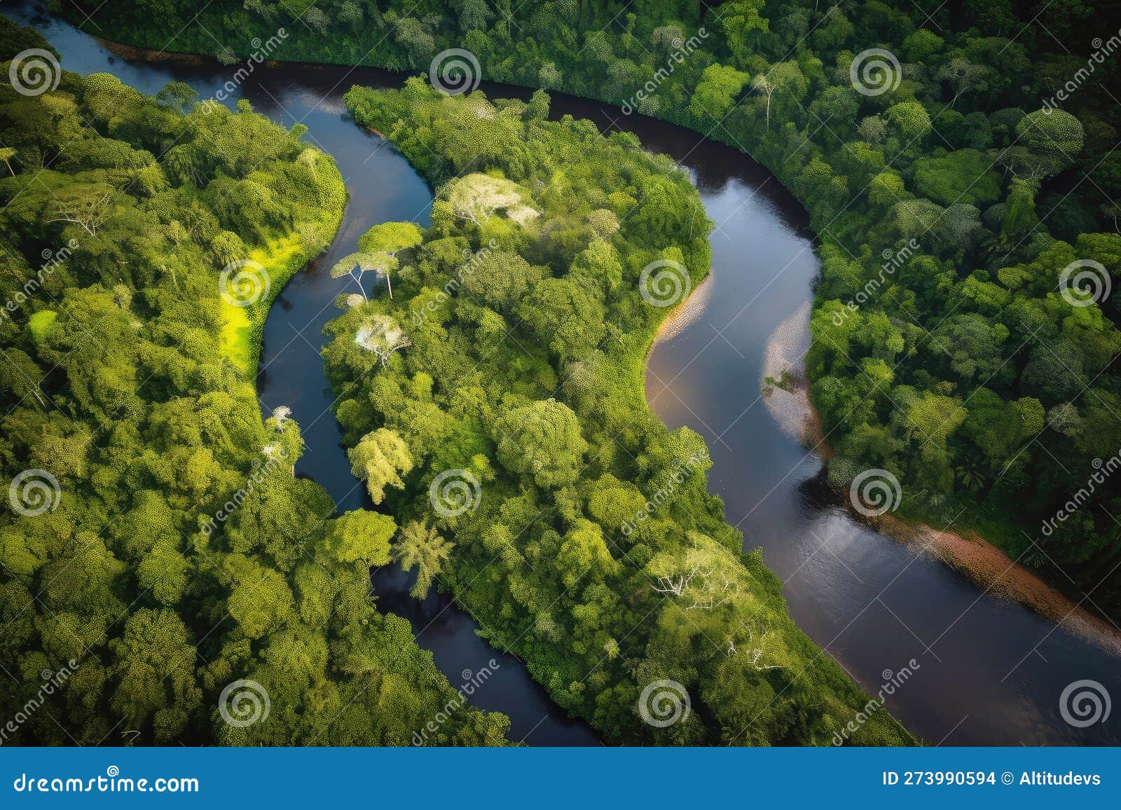 A Winding River in the Amazonas, with Pristine Waters and Lush ...