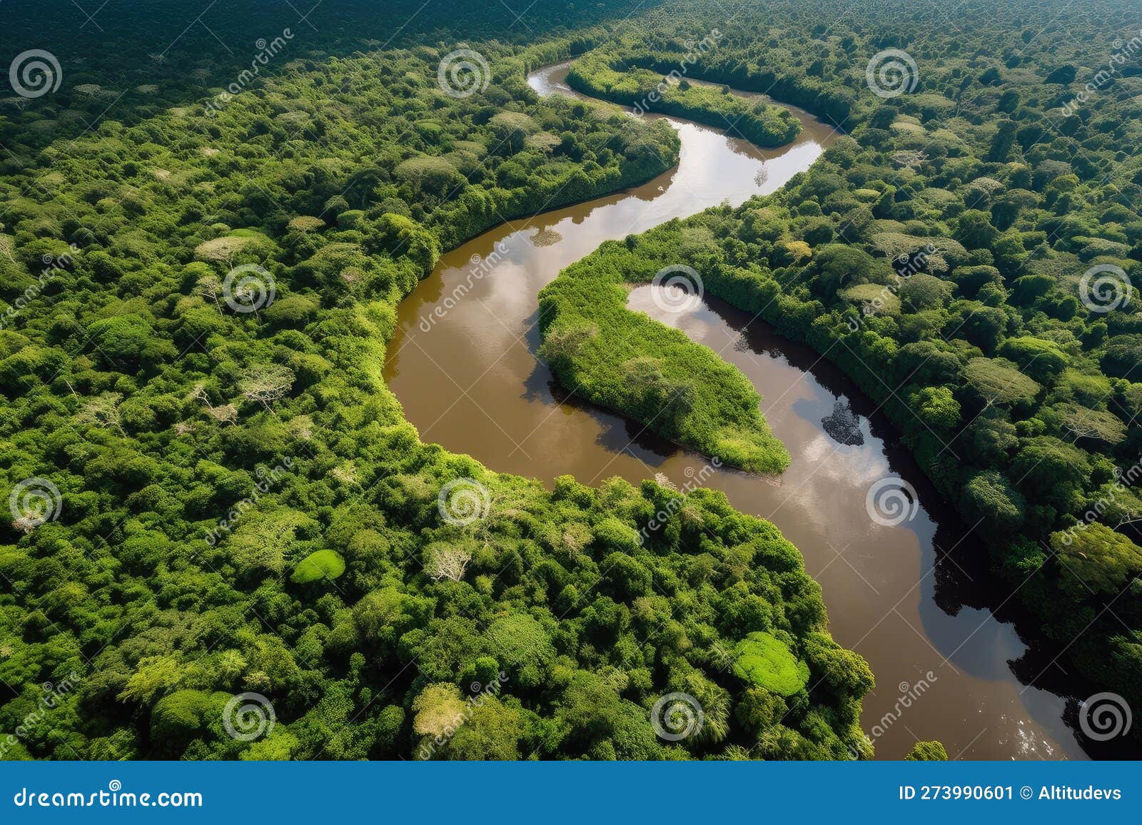 A Winding River in the Amazonas, with Pristine Waters and Lush ...