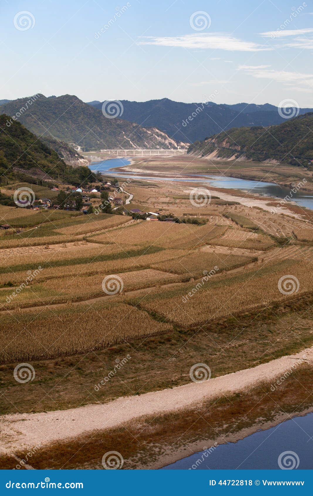 Winding River Around a Village Stock Photo - Image of green, nature ...