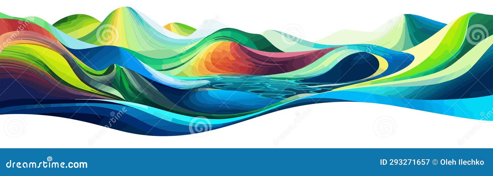 A Winding River through a Valley Vector Simple 3d Isolated Illustration ...