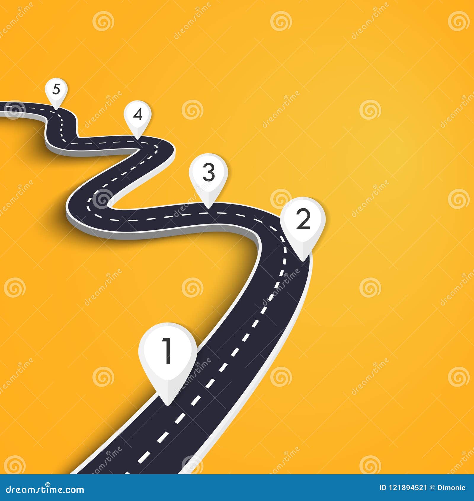 Winding Road On A Colorful Background. Road Way Location Infographic ...