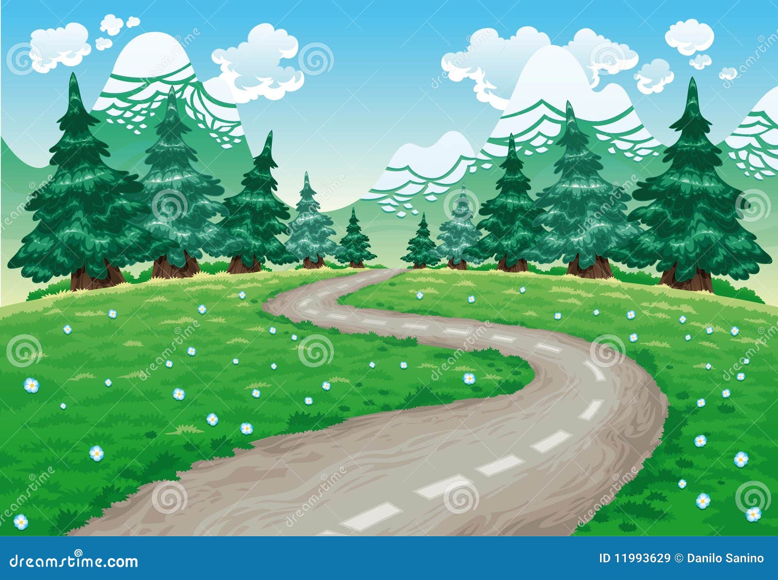 Curving Winding Road Or Highway With Center Cartoon Illustration ...