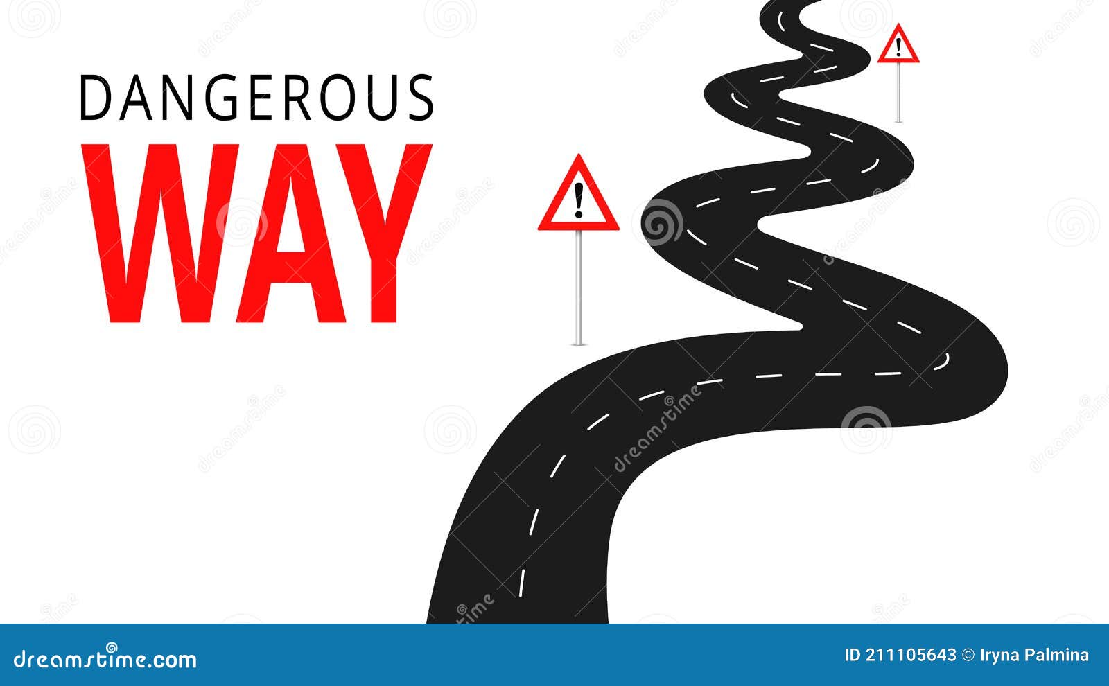 Winding Road with Dangerous Turns. Black Asphalt Curve Path with White ...