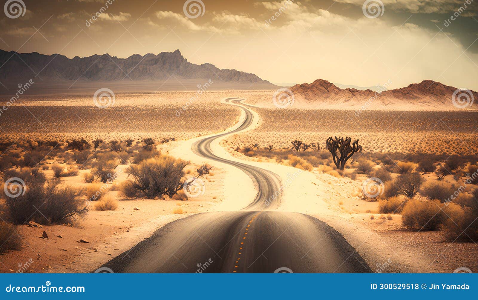 Winding Road through the Desert in Namibia. Vintage Stylized Photo ...
