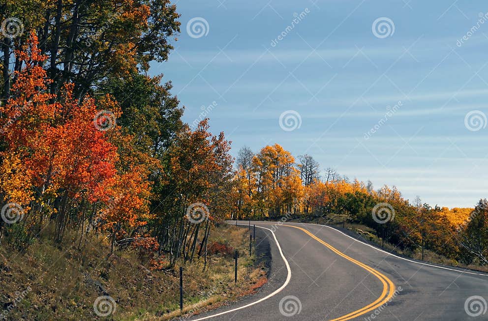 Winding Road with Fall Color Stock Image - Image of country, scenic ...