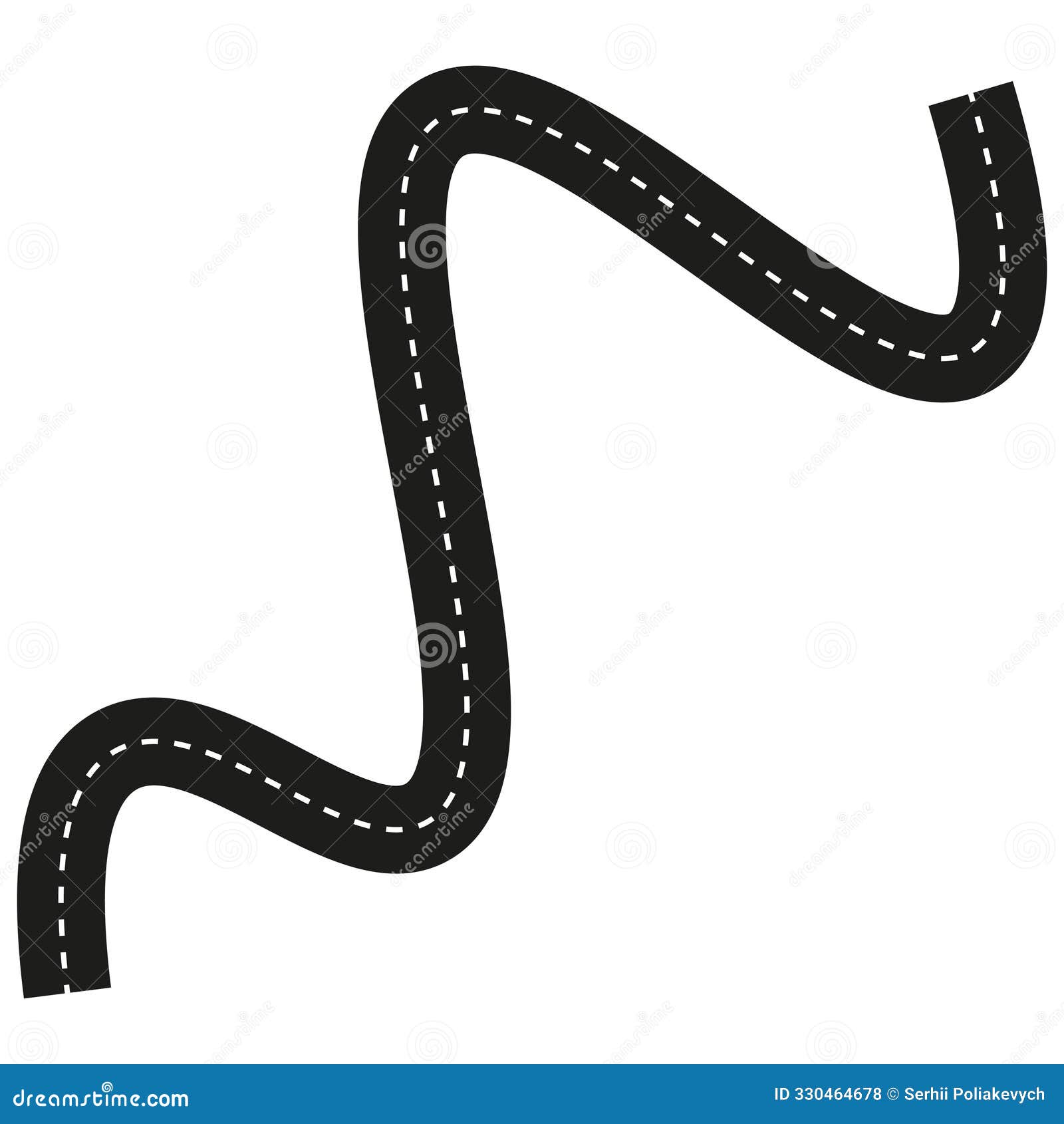 Winding Road Icon. Black and White Vector Illustration. Curved Pathway ...